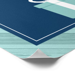 Stache Presents Here Sign, Blue and Aqua Poster | Zazzle