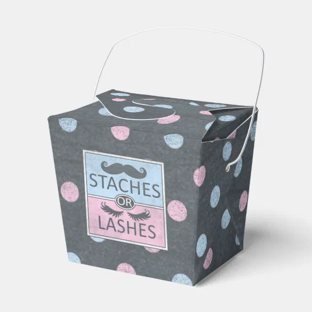Staches or Lashes gender reveal party favor box | Zazzle