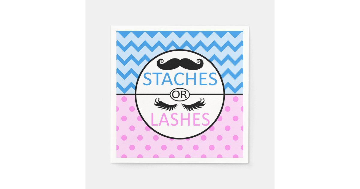 Staches or Lashes gender reveal party napkins | Zazzle