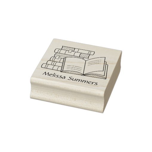 Stack of Books and Open Book - Bookplate Rubber Stamp | Zazzle