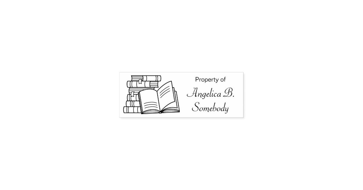 Stack of Books and Open Book - Bookplate Self-inking Stamp | Zazzle