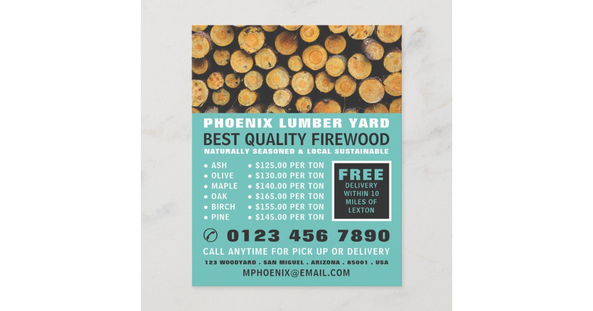 Stack of Firewood, Lumber/Timber/Wood Yard Flyer | Zazzle