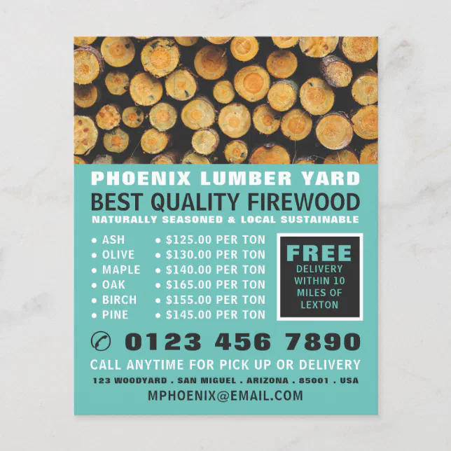 Stack of Firewood, Lumber/Timber/Wood Yard Flyer | Zazzle