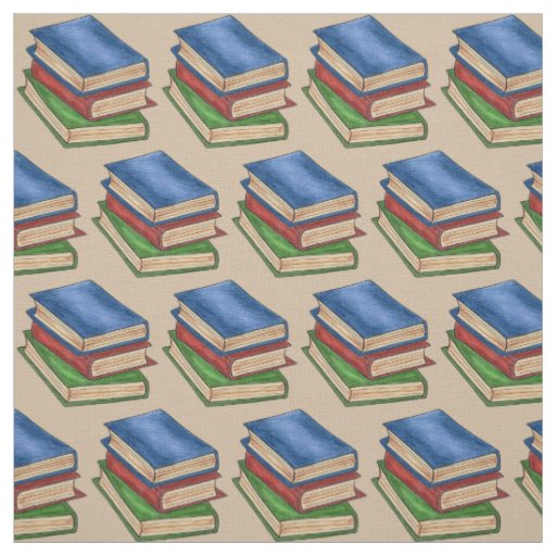 Stack of Library Books Reading Teacher Librarian Fabric | Zazzle