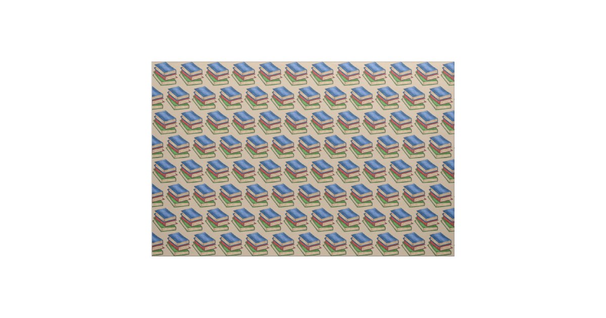 Stack of Library Books Reading Teacher Librarian Fabric | Zazzle
