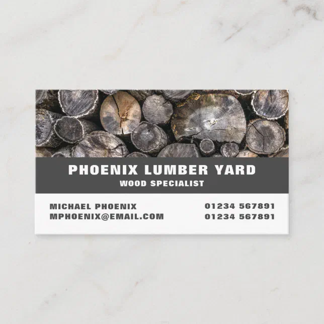 Stack of Logs, Lumber/Timber/Wood Yard Business Card | Zazzle