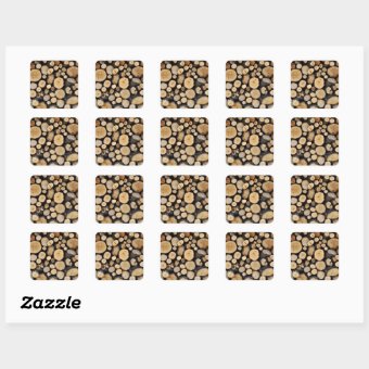 Stack of tree logs square sticker | Zazzle