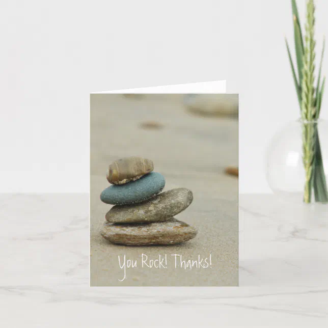 Stacked Beach Rocks Thank You Card | Zazzle