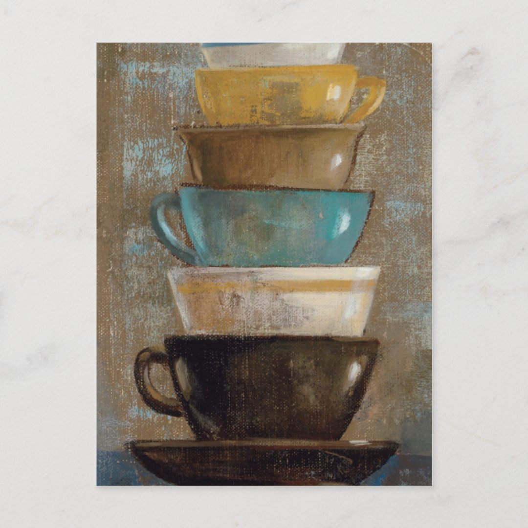 Stacked Coffee Cups Postcard | Zazzle