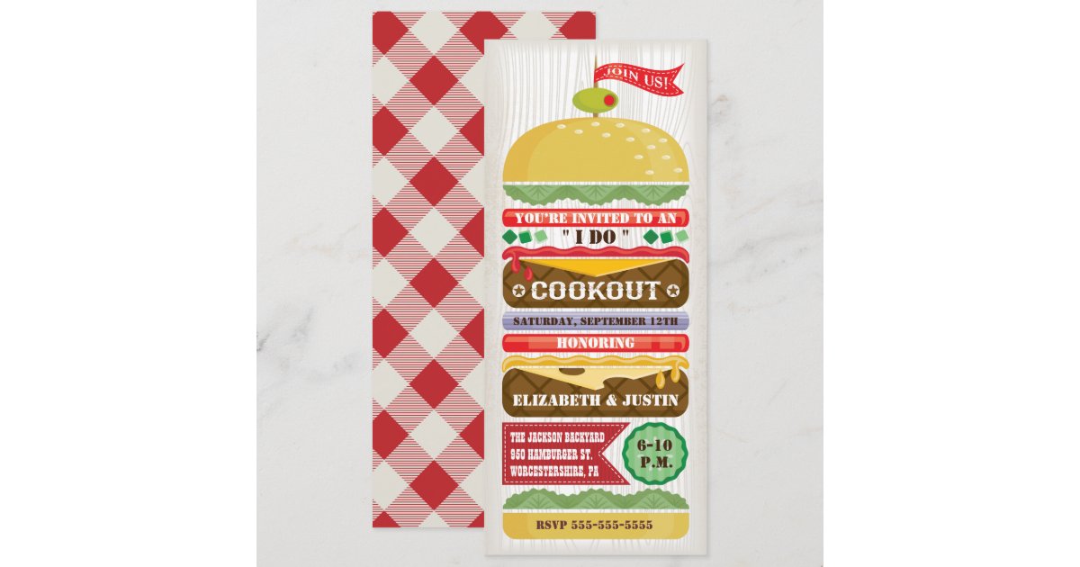 Stacked Hamburger Cookout Invitation | Zazzle