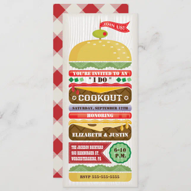 Stacked Hamburger Cookout Invitation | Zazzle
