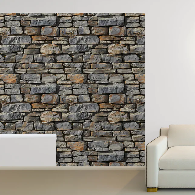 Stacked Rustic Stone Wallpaper | Zazzle