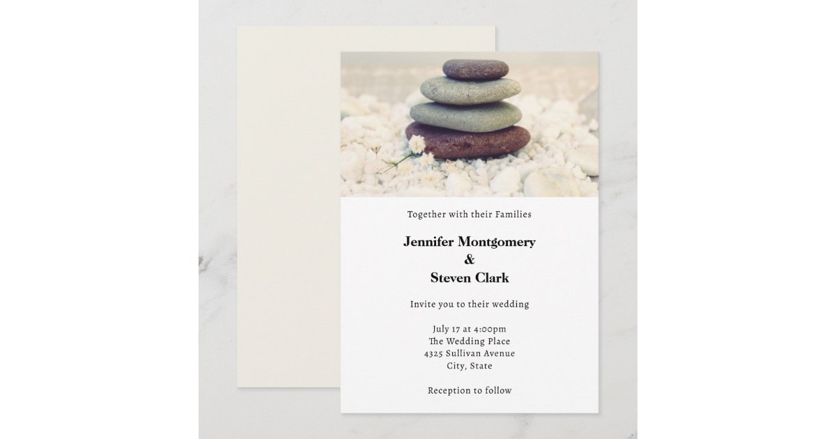 Stacked Stones Meditative Cairn Wedding Invitation | Zazzle