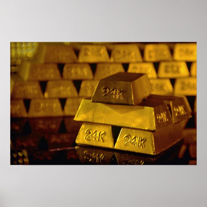 Stacks of gold bars poster | Zazzle.com