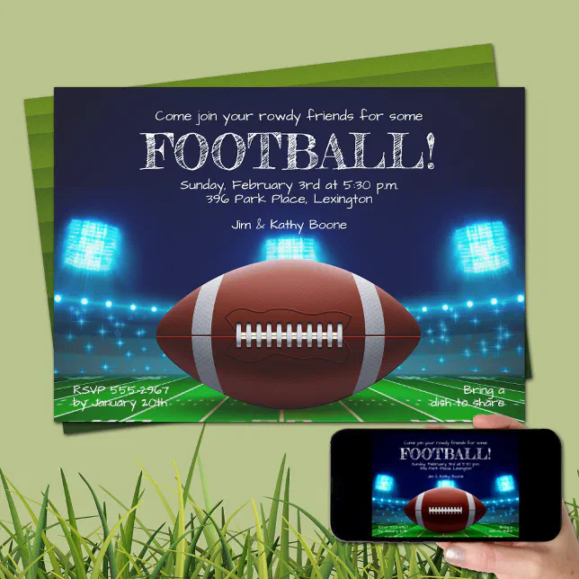Stadium Lights Football Invitation | Zazzle
