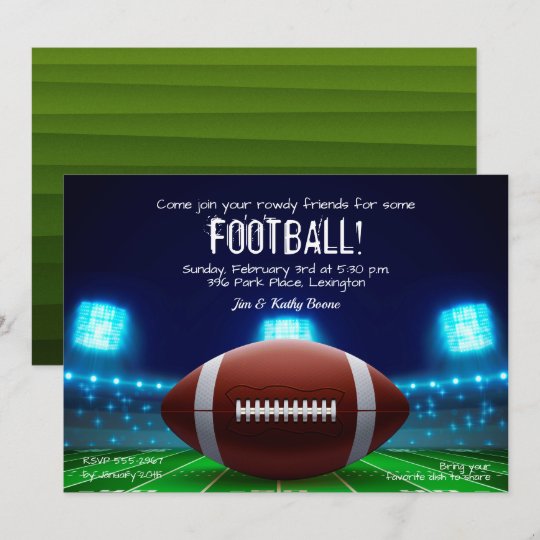 Stadium Lights Super Fan Football Party Invitation | Zazzle.com
