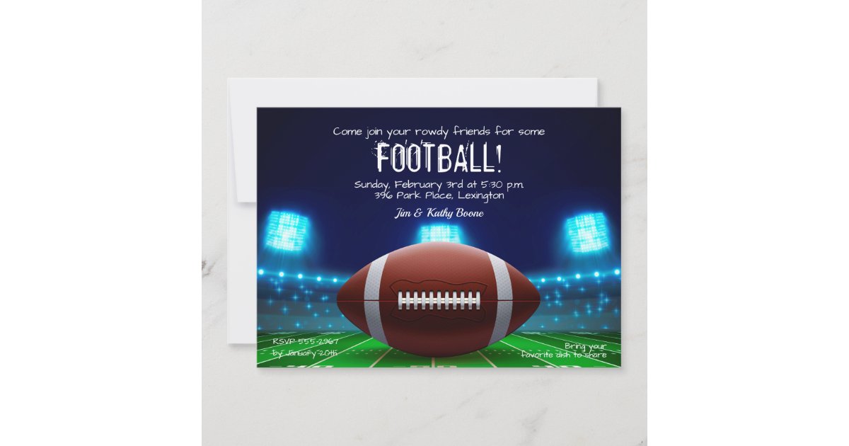 Stadium Lights Super Fan Football Party Invitation | Zazzle.com