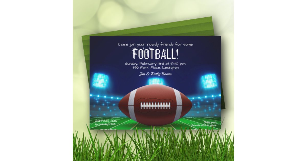 Stadium Lights Super Fan Football Party Invitation | Zazzle