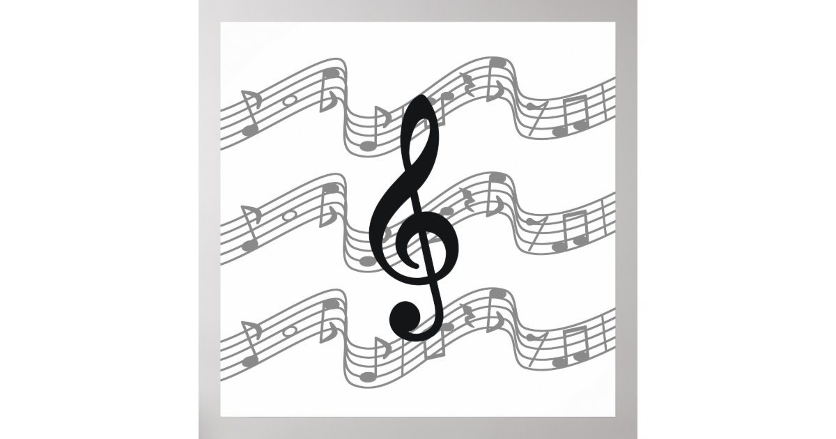 Staff and Treble Clef Poster | Zazzle