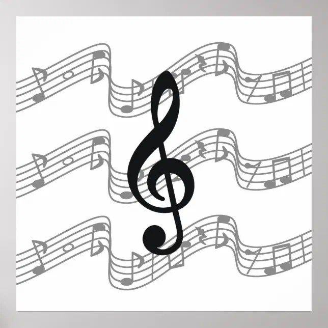 Staff and Treble Clef Poster | Zazzle
