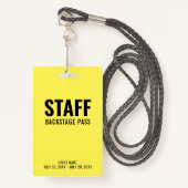Staff Backstage Pass Yellow ID Badge | Zazzle
