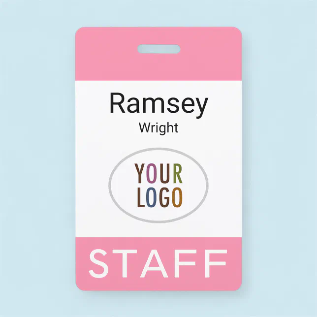 Staff Employee Pink Name Badge Clip Reel Lanyard | Zazzle
