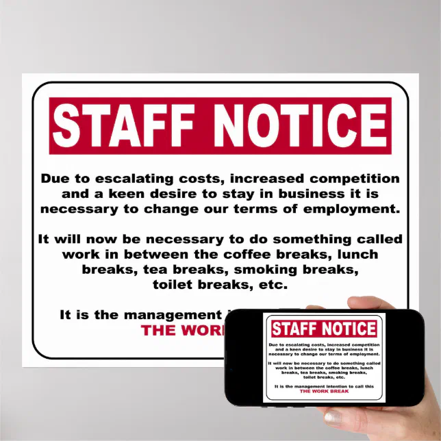 Staff Notice Poster | Zazzle