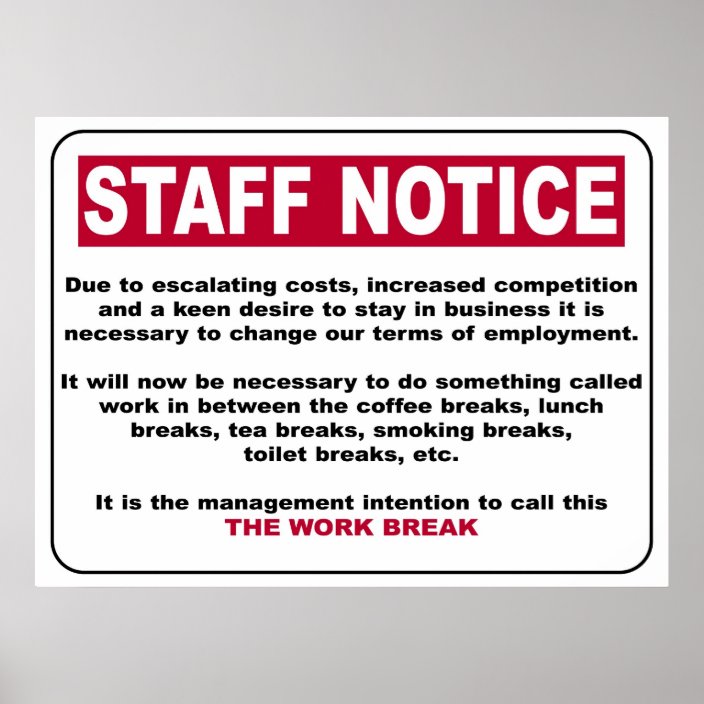 Staff Notice Poster | Zazzle
