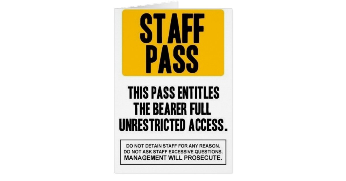 Staff Pass | Zazzle