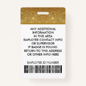 Staff Photo ID Barcode Logo 14K Gold Glitter Badge | Zazzle