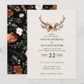 Stag black terracotta floral rustic elegant modern invitation | Zazzle