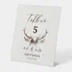 Stag rustic barn wedding mr & mrs table number pedestal sign | Zazzle