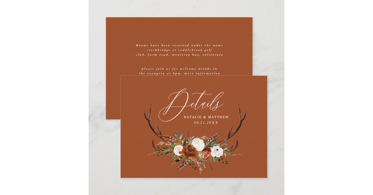 Stag terracotta botanical elegant wedding save the date | Zazzle
