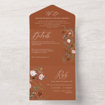 stag terracotta floral rustic elegant all in one invitation | Zazzle