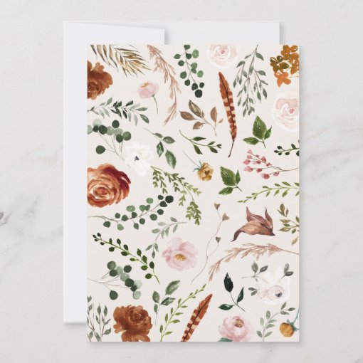 Stag terracotta floral rustic elegant modern invitation | Zazzle