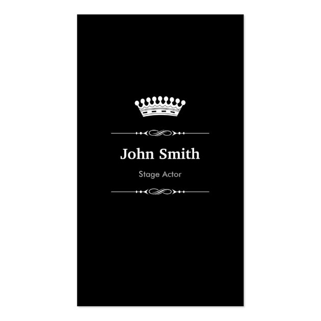 Stage Actor Elegant Royal Black White Business Cards