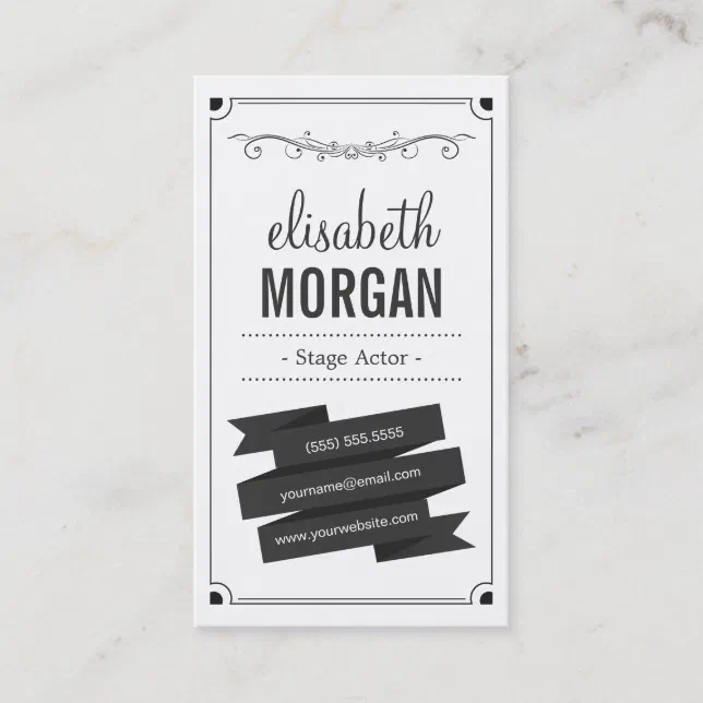 Stage Actor - Retro Black and White Business Card | Zazzle
