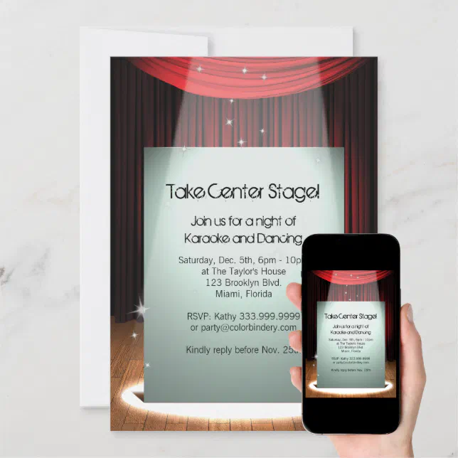 Stage Spotlight V2 5 x 7 inch Invitation | Zazzle