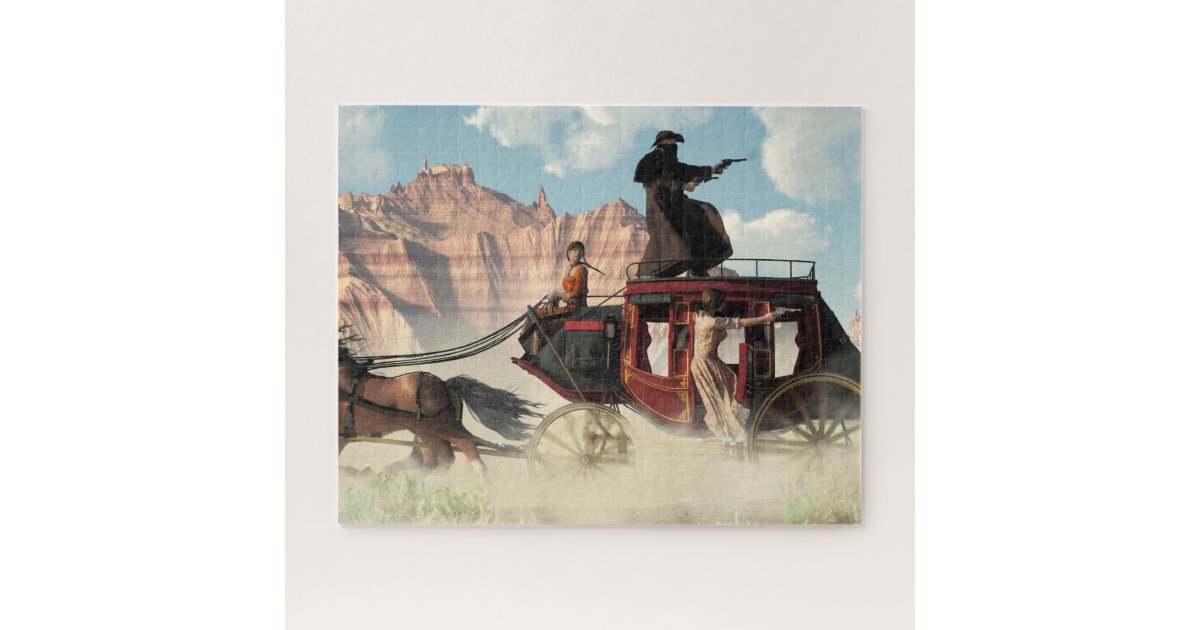 Stagecoach Chase Jigsaw Puzzle | Zazzle
