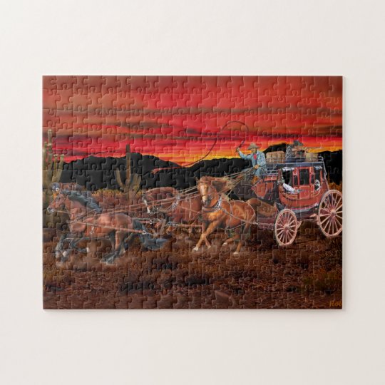 STAGECOACH COWBOYS JIGSAW PUZZLE | Zazzle.com