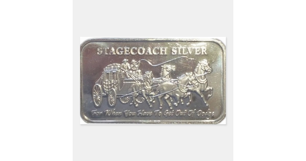 Stagecoach Silver Rectangular Sticker | Zazzle