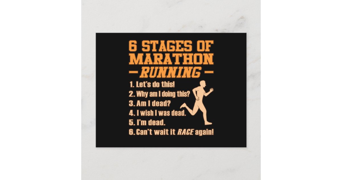 Stages Of Marathon Running Sarcastic Runner Graphi Invitation Postcard ...
