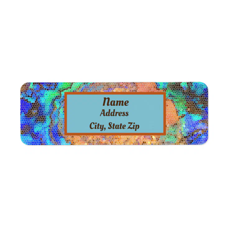 Stained Glass Abalone Shell Abstract Mosaic Label | Zazzle