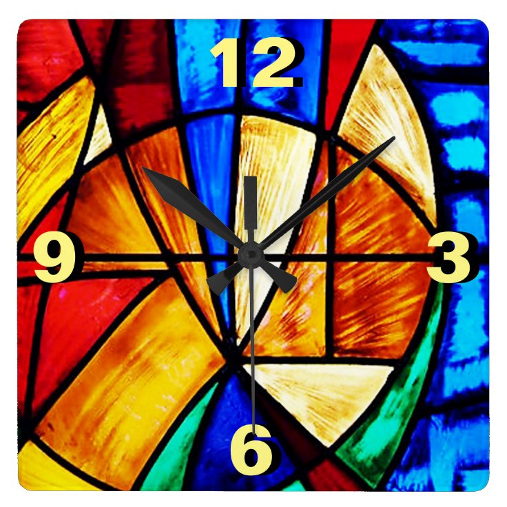 Stained Glass Abstract 2 Square Wall Clock | Zazzle