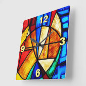 Stained Glass Abstract 2 Square Wall Clock | Zazzle