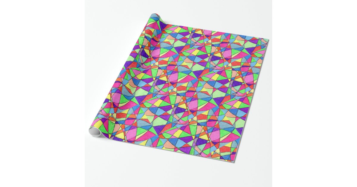 "Stained Glass" Abstract Design Wrapping Paper | Zazzle