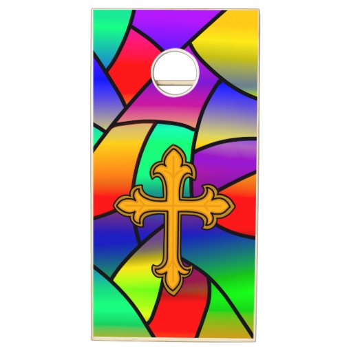 Stained Glass and Cross Religious Cornhole Set | Zazzle