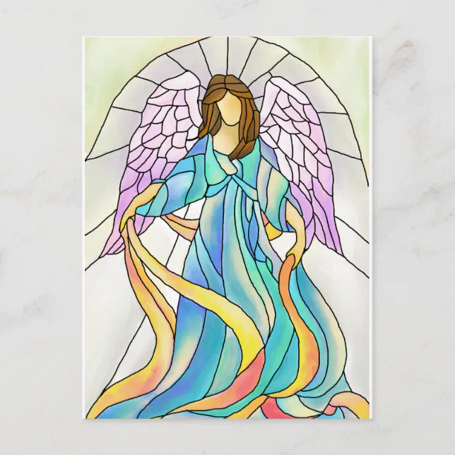 Stained Glass Angel Postcard | Zazzle