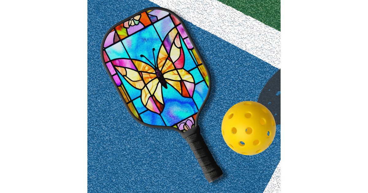 Stained Glass Butterfly Pickleball Paddle | Zazzle