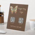 Stained Glass Butterfly QR Code Virtual Tip Jar Pedestal Sign | Zazzle